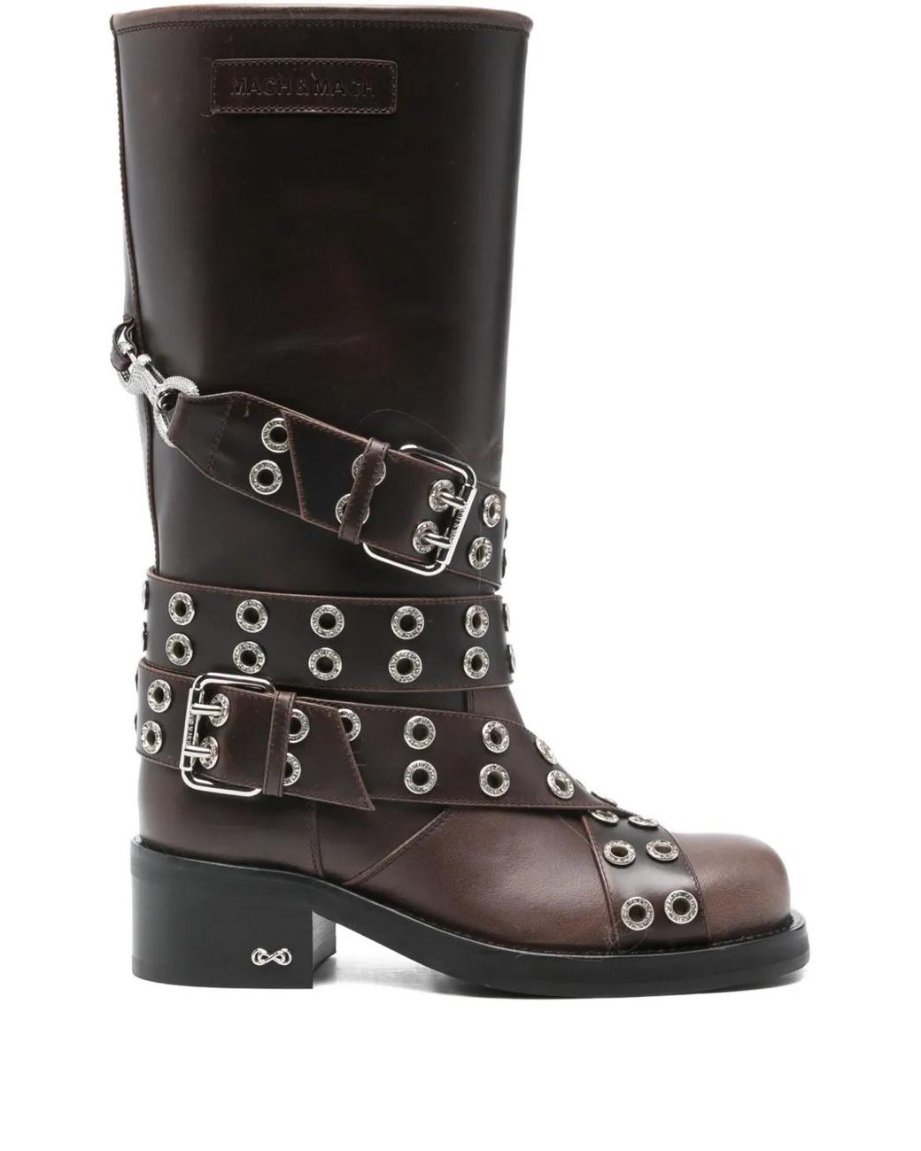 Mach & Mach 50Mm Buckle-Belt Leather Boots in Black | Lyst