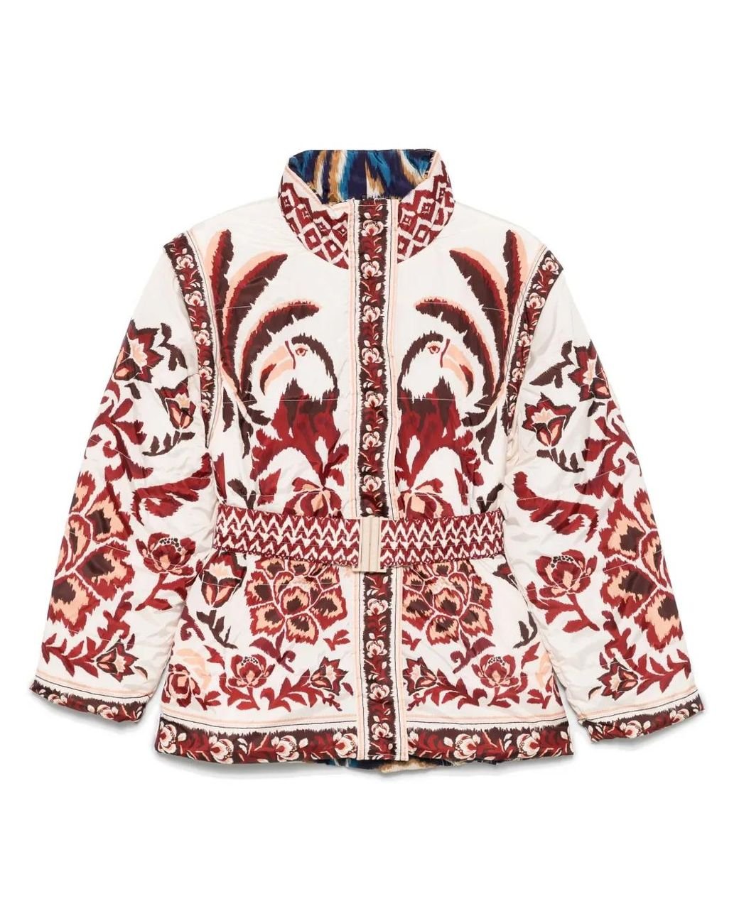 FARM Rio Cream Toucans Scarf Jacket in Red | Lyst