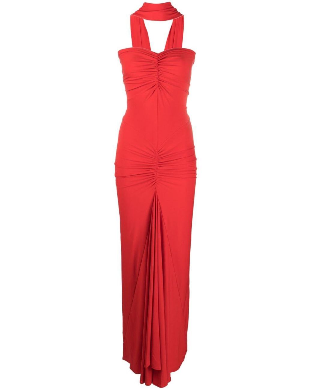 Solace London Maisie Ruched Maxi Dress in Red | Lyst
