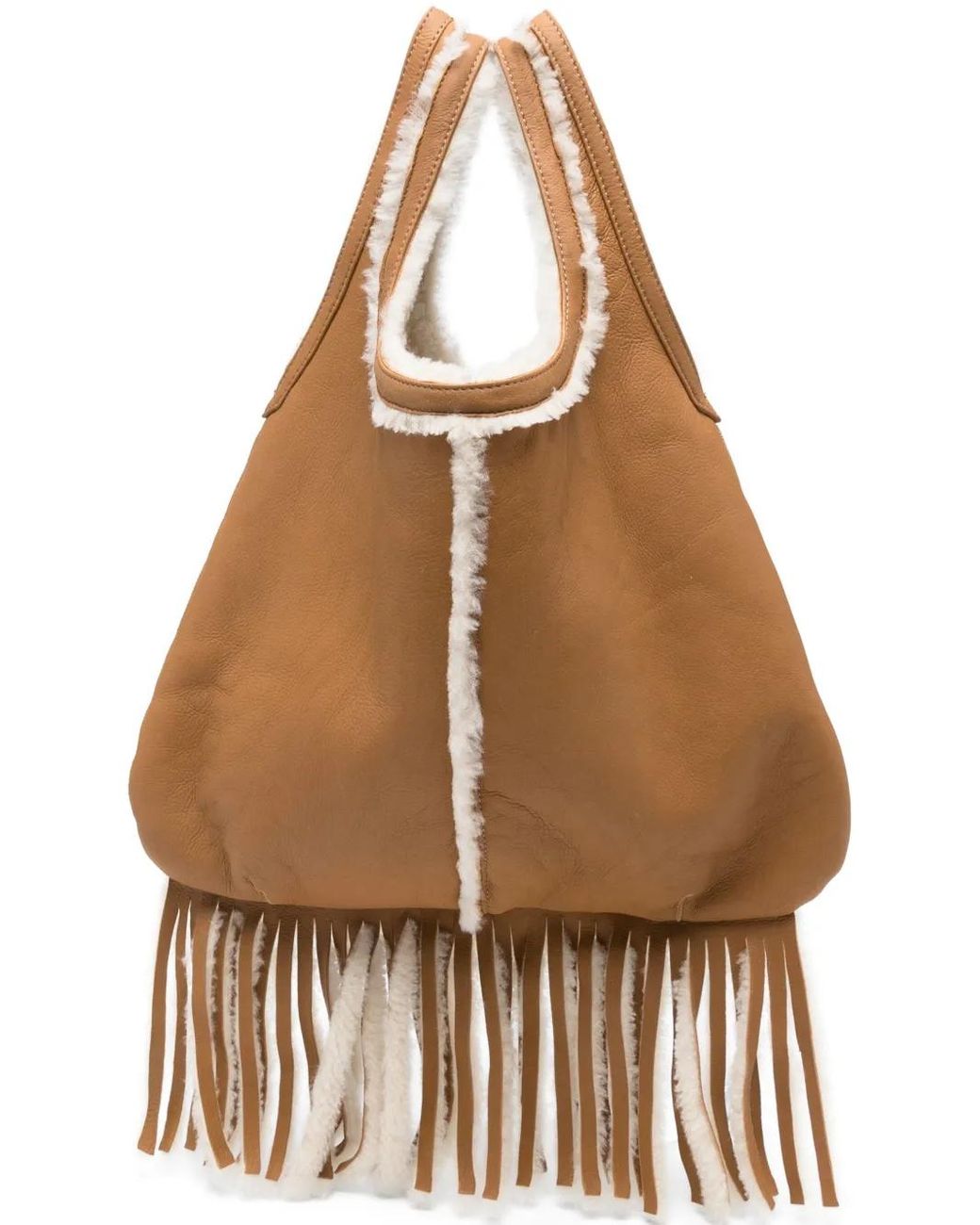 Liska Tasche Fringe-Details Leather Shoulder Bag in Brown | Lyst