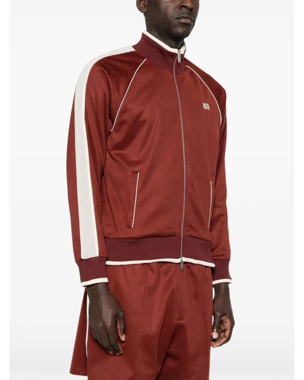 Wales Bonner Wb Logo Stripe Jersey Track Jacket in Red for Men | Lyst