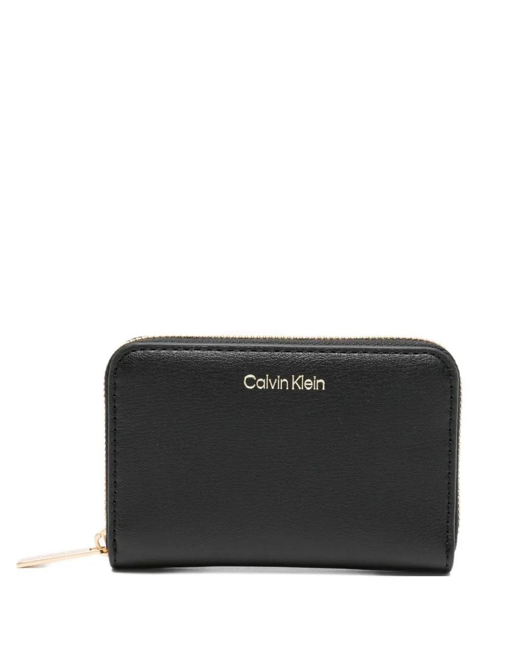 Calvin Klein Medium Foil-Logo Zip-Around Wallet in Black | Lyst UK