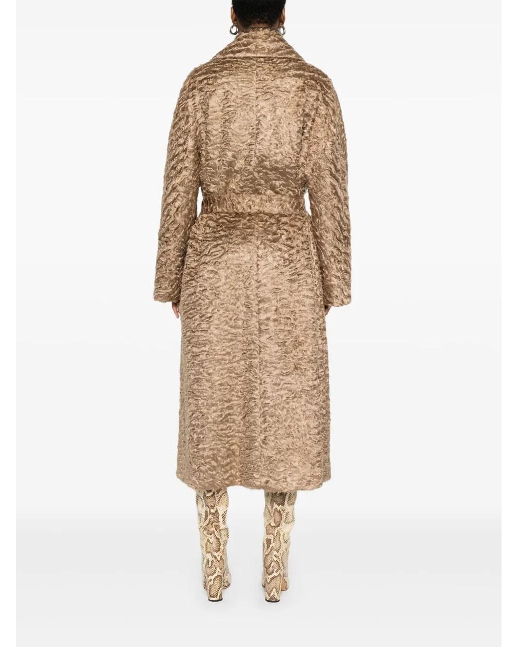 VALENTINI 1972 Belted Textured-Weave Coat in Natural | Lyst