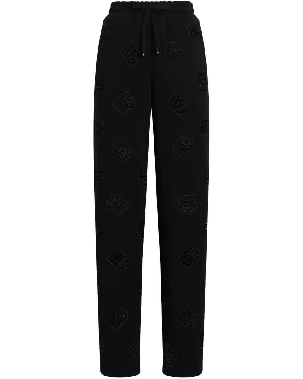Dolce & Gabbana Dna Logo-Perforated Track Pants in Black | Lyst