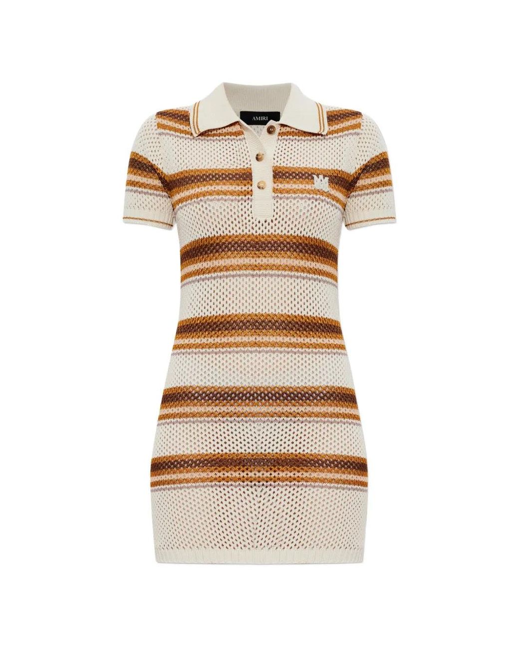 Amiri Striped Knitted Mini Dress in Natural | Lyst UK