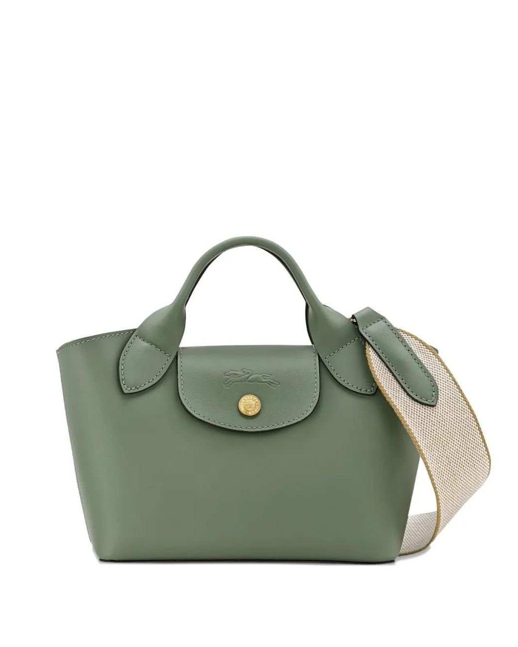 Longchamp Le Pliage Leather Top-Handle Bag in Green | Lyst