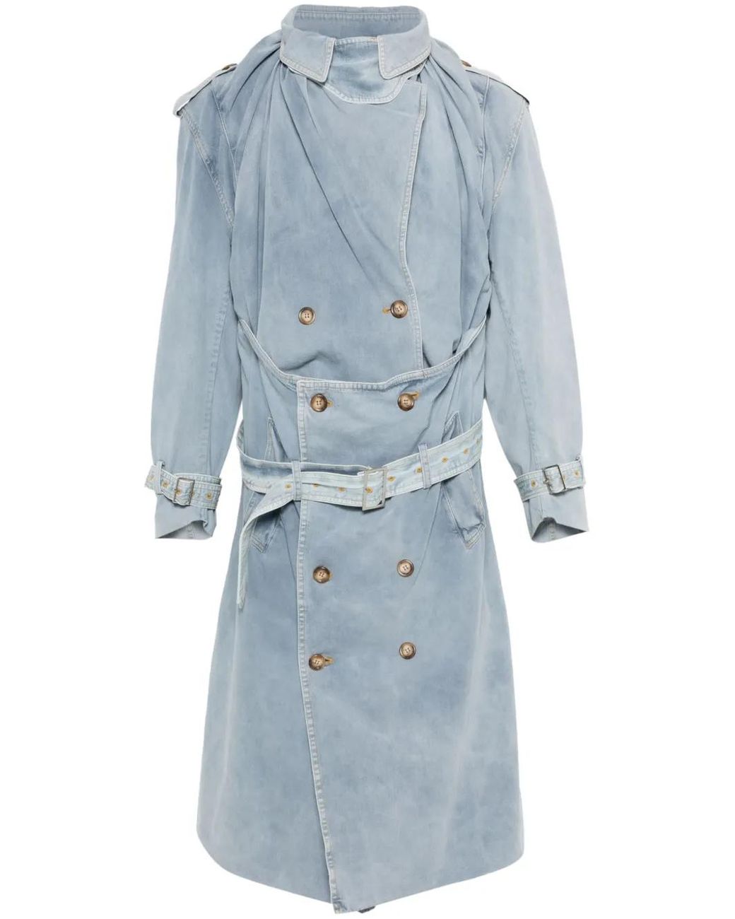 JUNTAE KIM Corset Trench Coat in Blue | Lyst