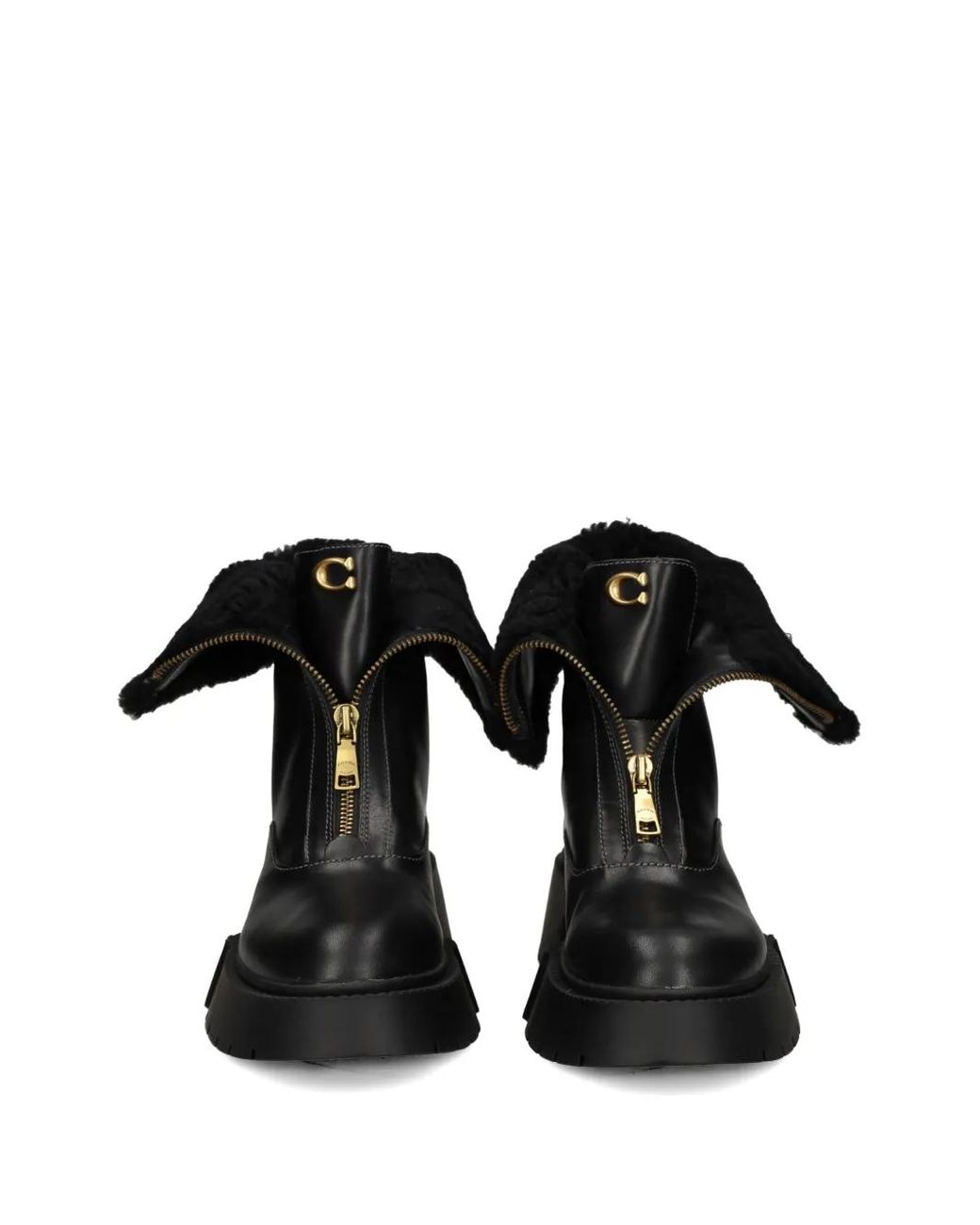 COACH 57Mm Leah Zip-Up Platform Boots in Black | Lyst