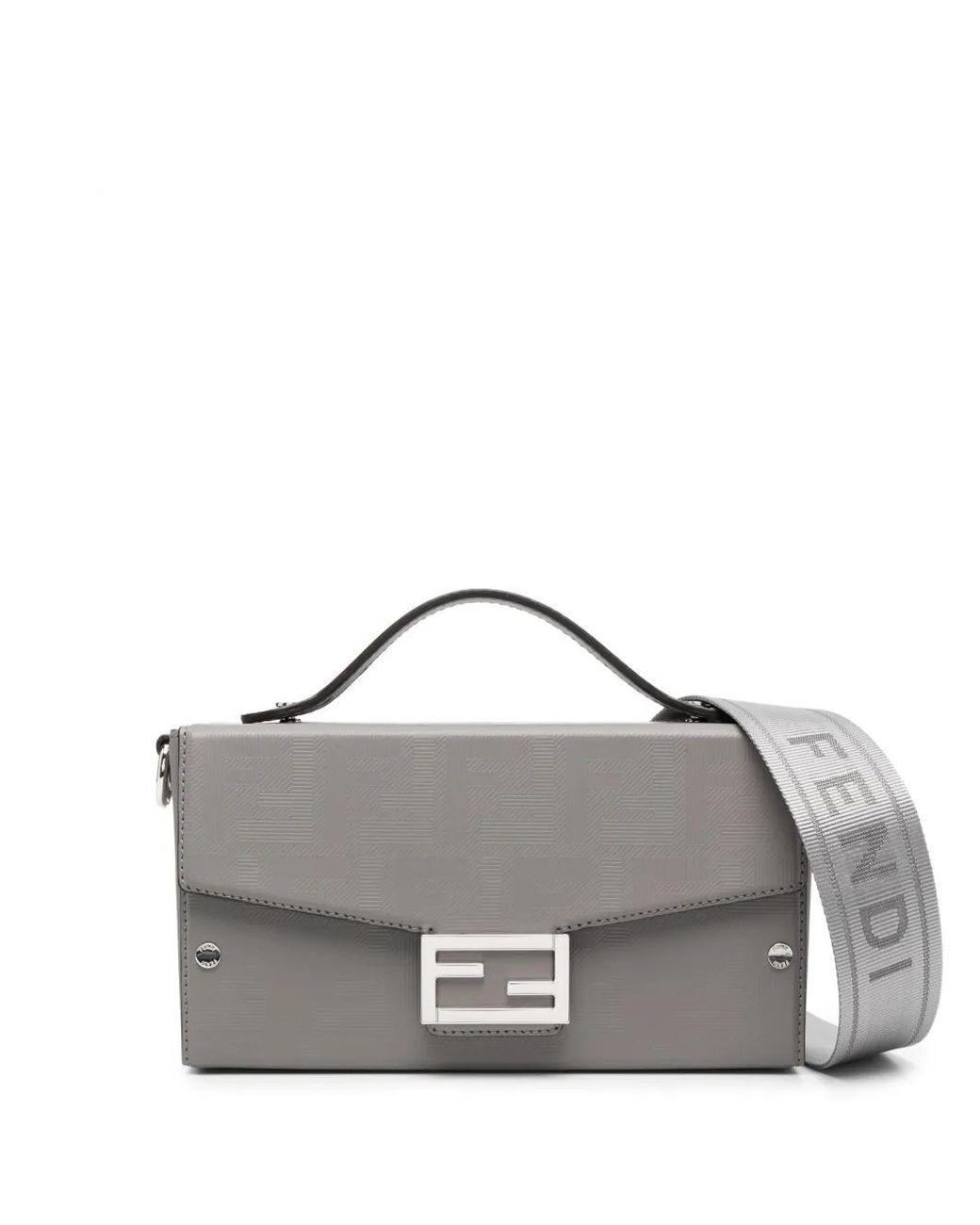 Fendi Soft Baguette Leather Shoulder Bag in Gray for Men | Lyst