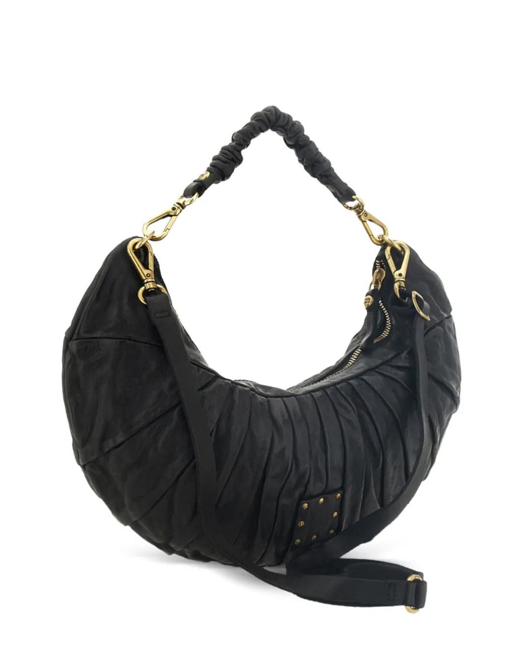 Campomaggi Luna Pleated Shoulder Bag in Black | Lyst
