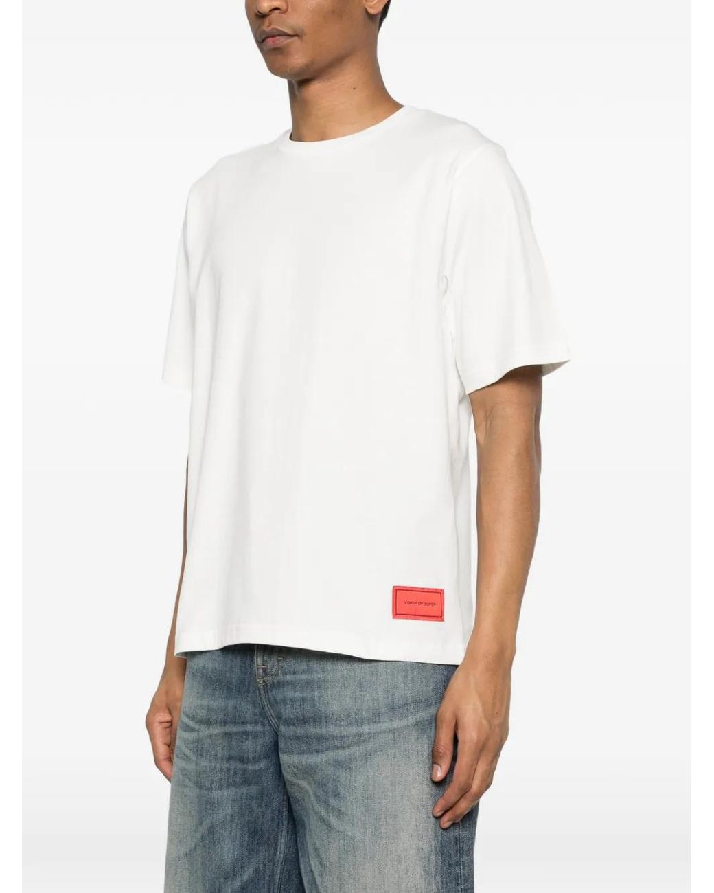 Vision Of Super Logo-Detail T-Shirt in White for Men | Lyst