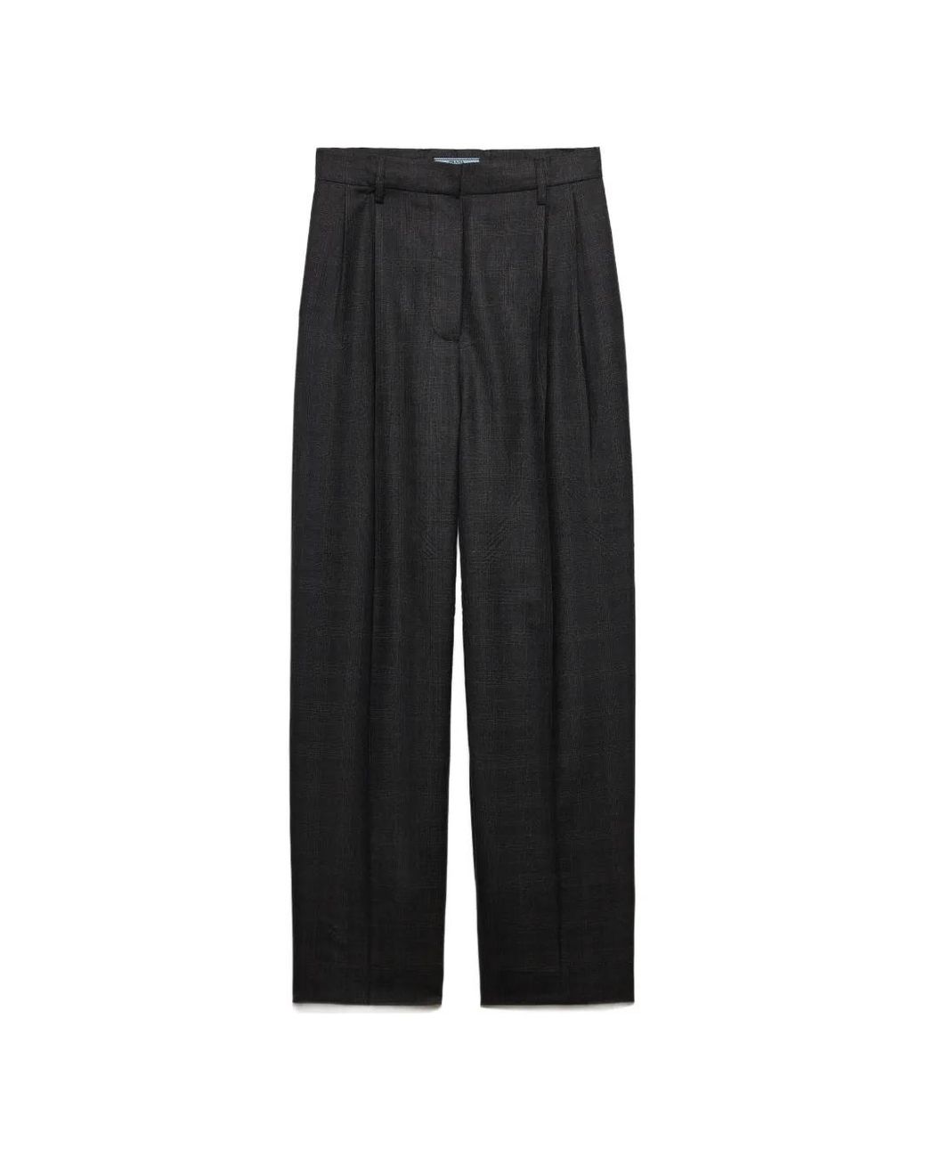 Prada Checked Wool Pants in Black | Lyst UK