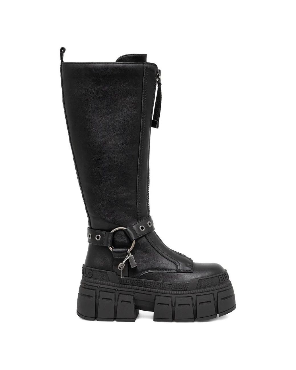 Buffalo Bottes Gospher À Semelle Plateforme Et Détail D'Anneau in Black ...