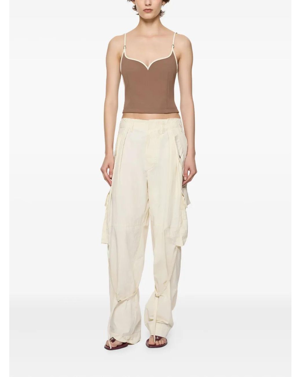 Paris Georgia Basics Heart Trim-Detail Top in Brown | Lyst UK