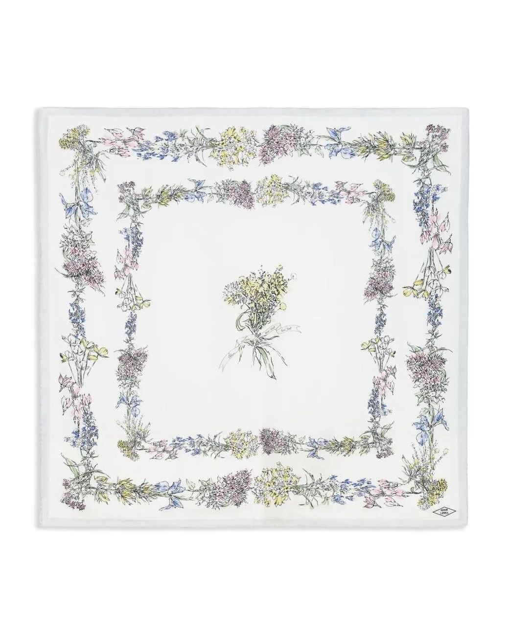 Adam Lippes Floral-Print Scarf in White | Lyst UK