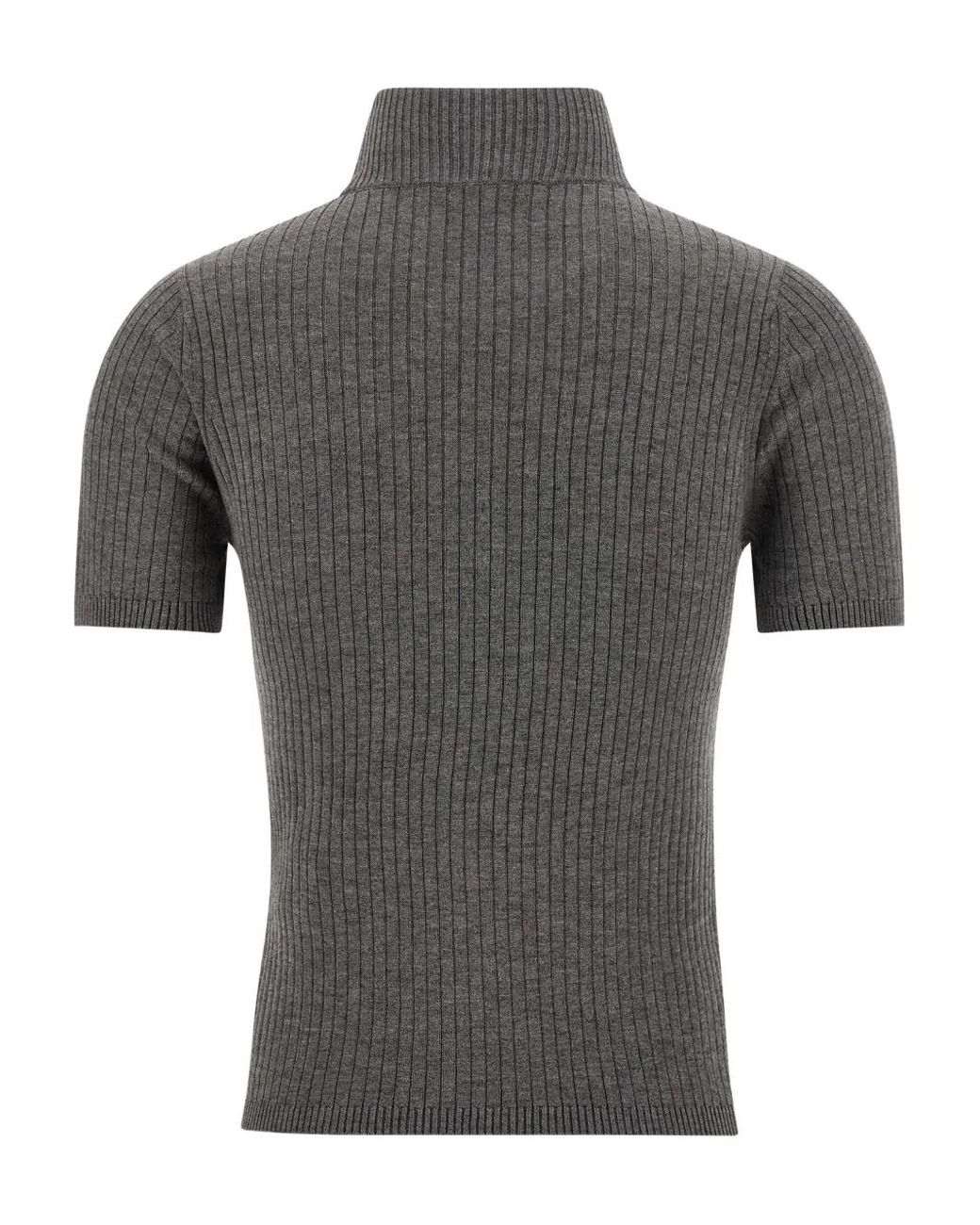 Max Mara Janagy Ribbed High-Neck Sweater in Gray | Lyst