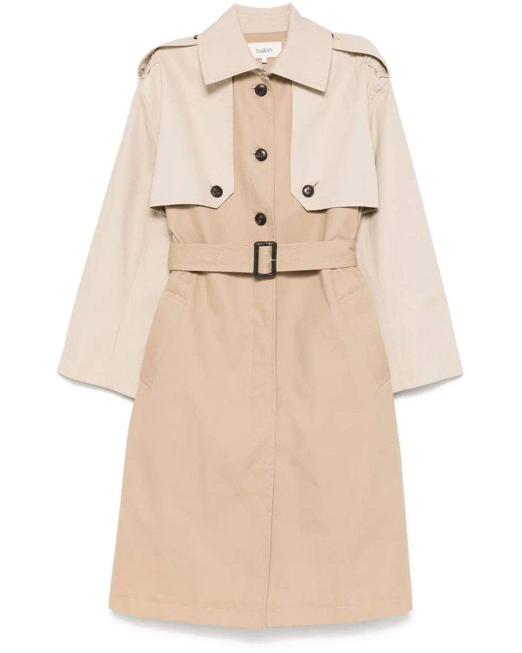 Ba&sh Two-Tone Cotton Gabardine Trench Coat in Natural | Lyst