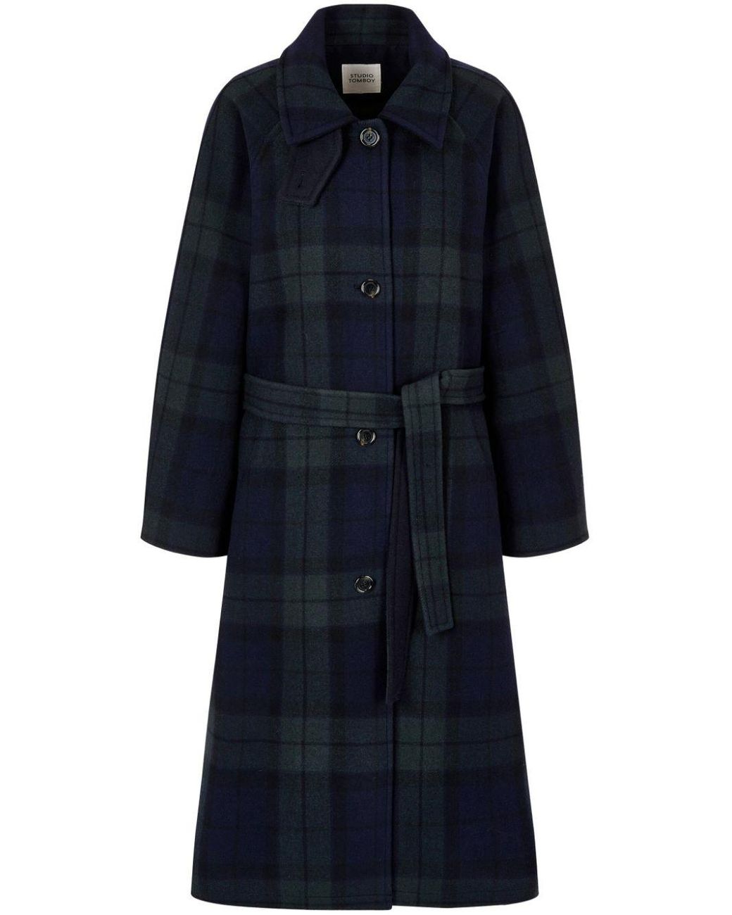 Studio Tomboy X Check-Pattern Coat in Blue | Lyst