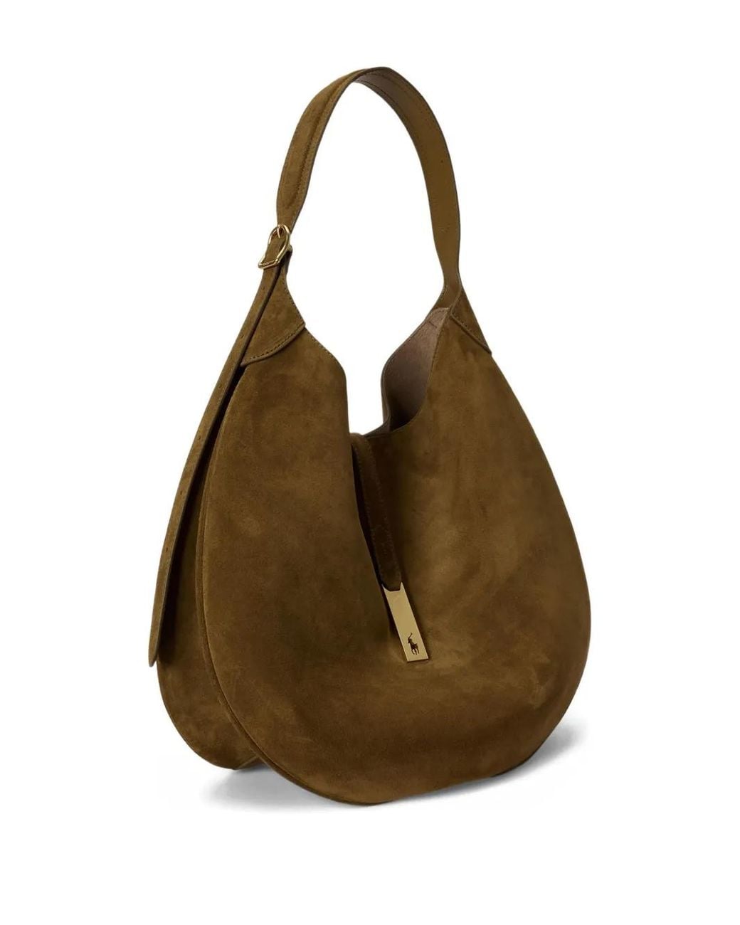 Polo Ralph Lauren Large Polo Id Suede Shoulder Bag in Natural | Lyst