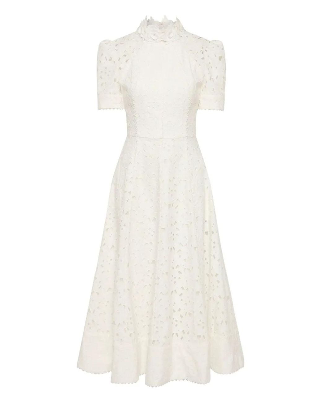 Rebecca Vallance Embroidered Midi Dress in White | Lyst