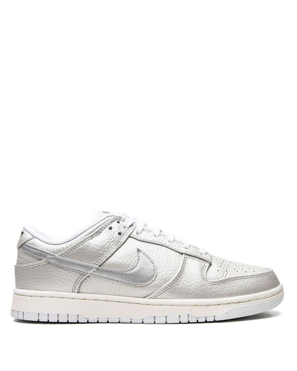 Nike Dunk Low "metallic Silver" Sneakers in White | Lyst