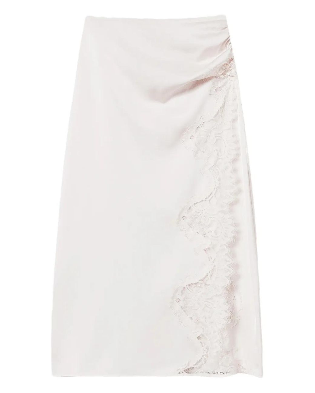 Twinset Lace-Insert Midi Skirt in White | Lyst
