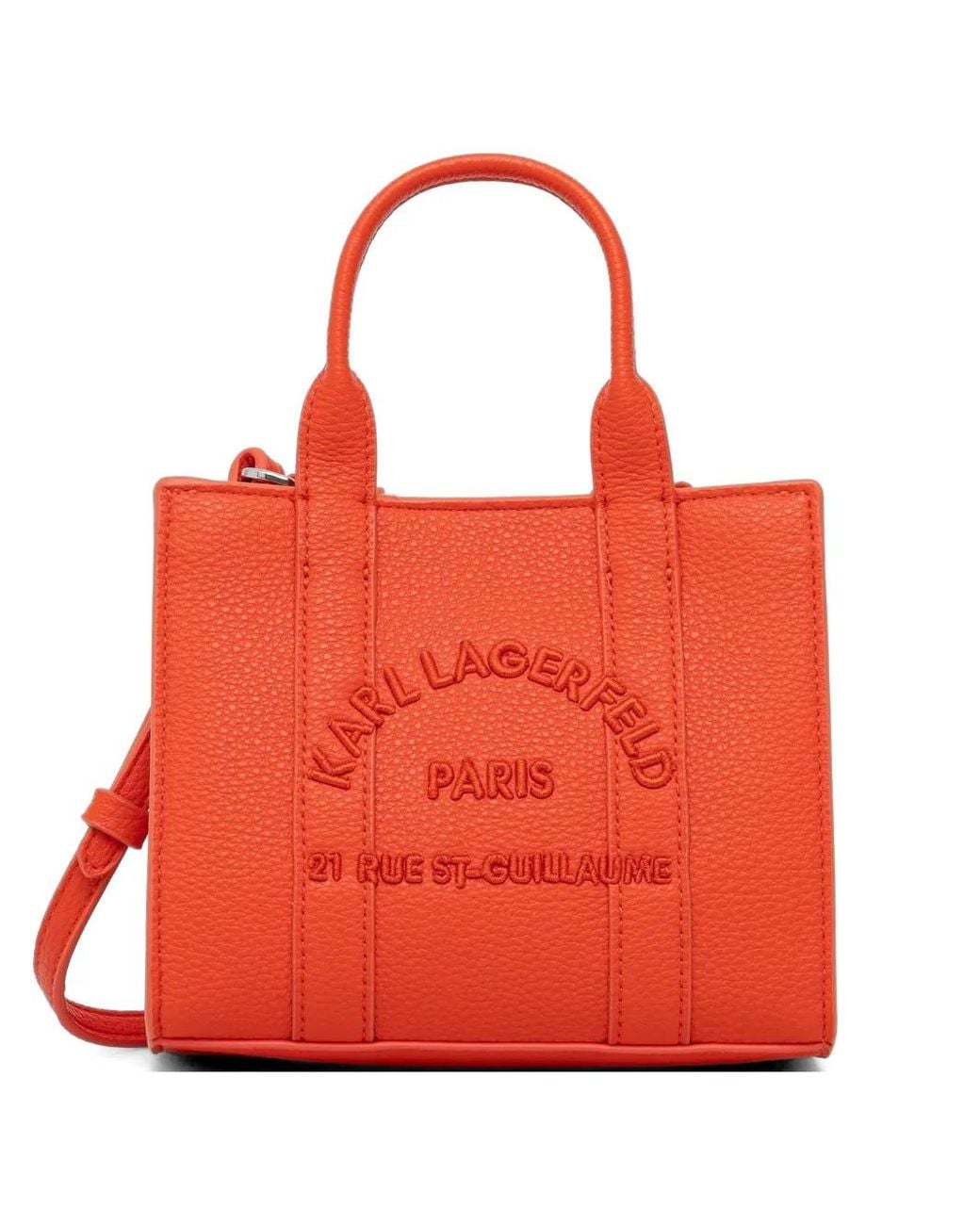 KARL LAGERFELD Embossed-Logio Tote Bag in Red | Lyst