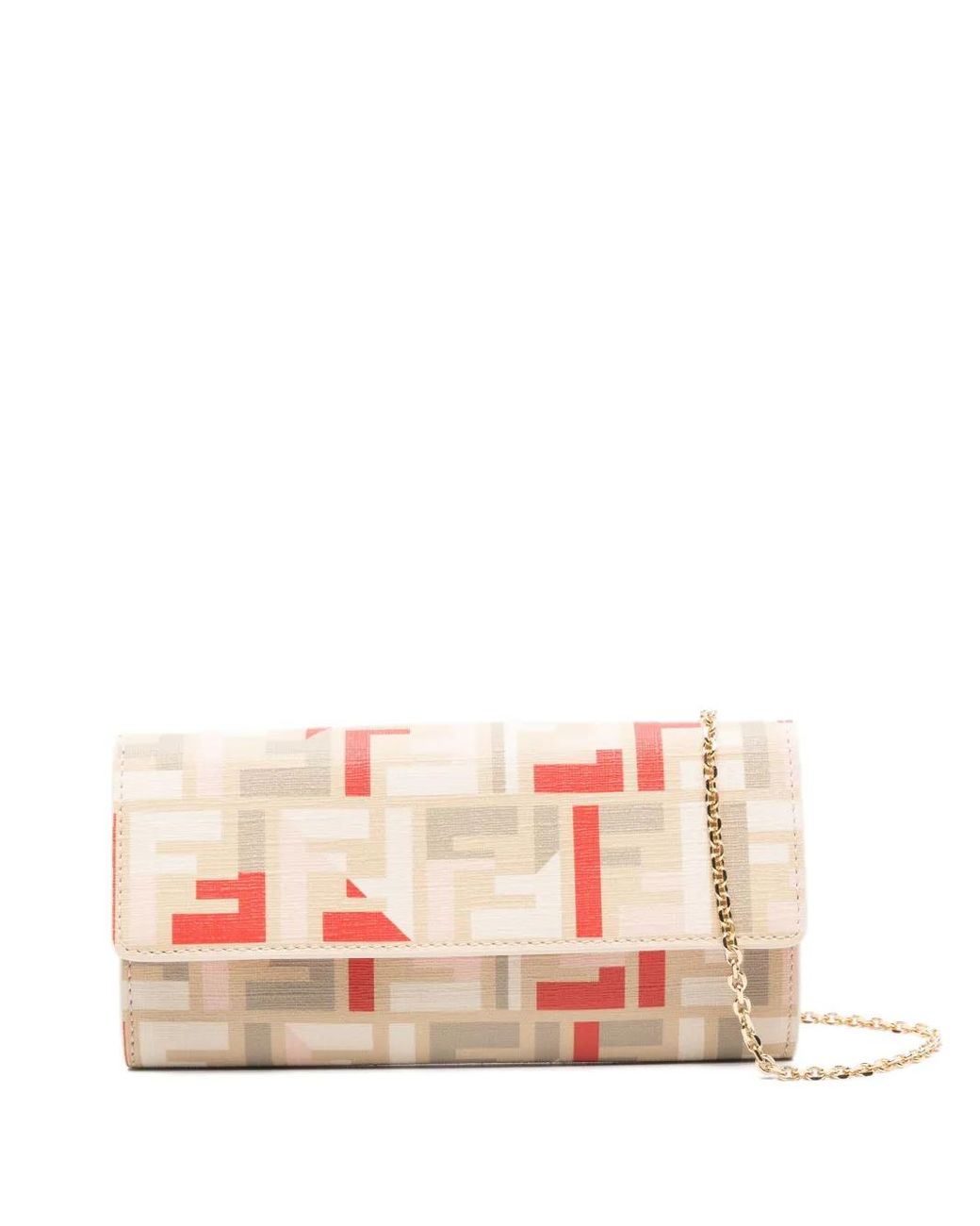 Fendi Ff Fabric Continental With Chain Pouch in Pink | Lyst