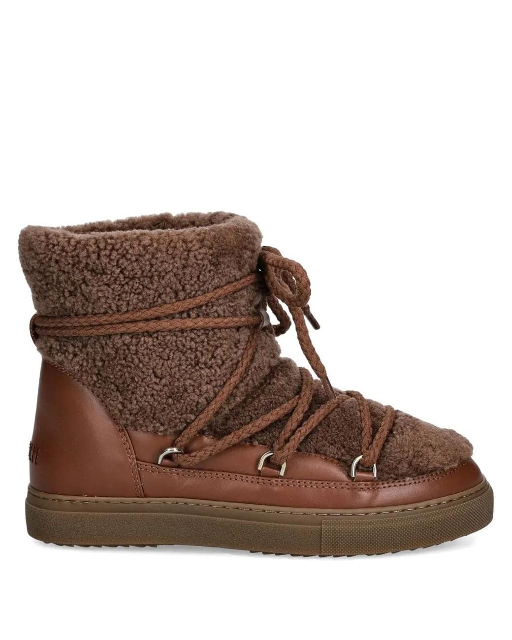 Inuikii Curly Shearling Round-Toe Lace-Up Boots in Brown | Lyst