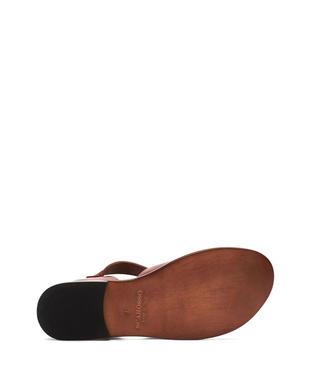 SCAROSSO Helene Leather Sandals in Brown | Lyst