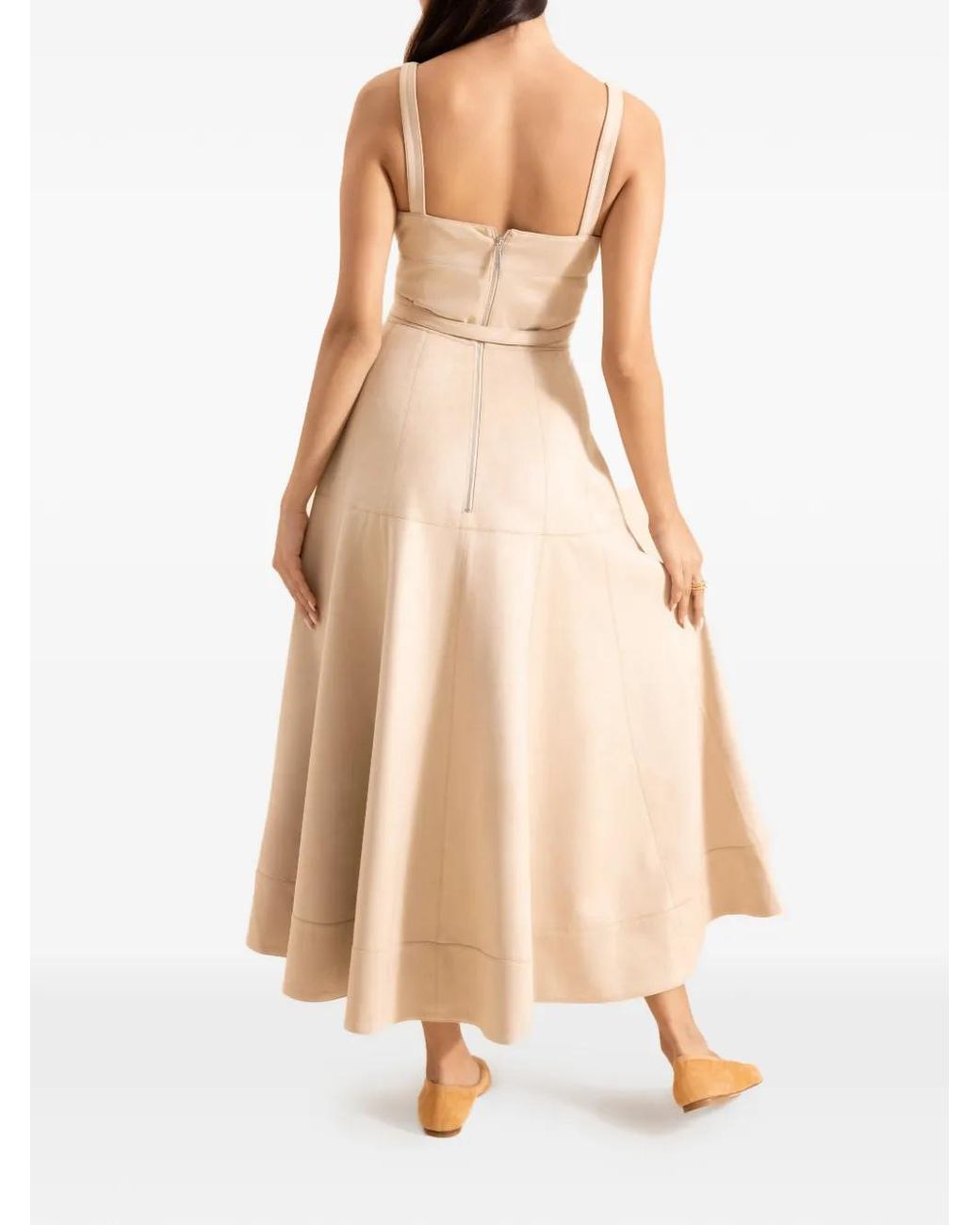 Alexis Kendra Tie-Waist Midi Dress in Natural | Lyst