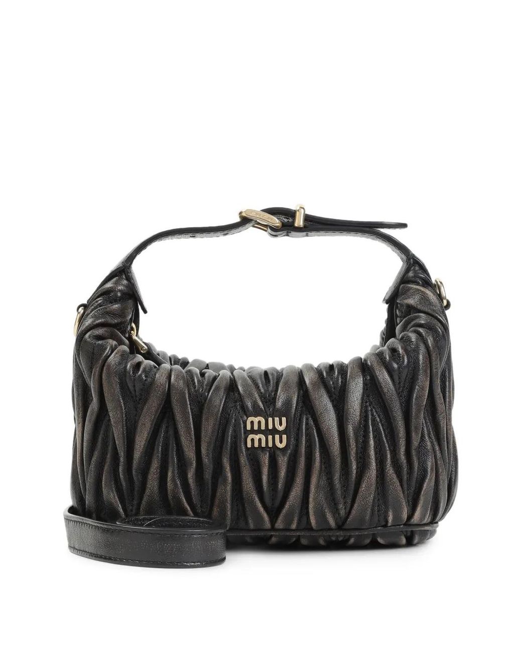 Miu Miu Matelassé Leather Mini Bag in Black | Lyst UK