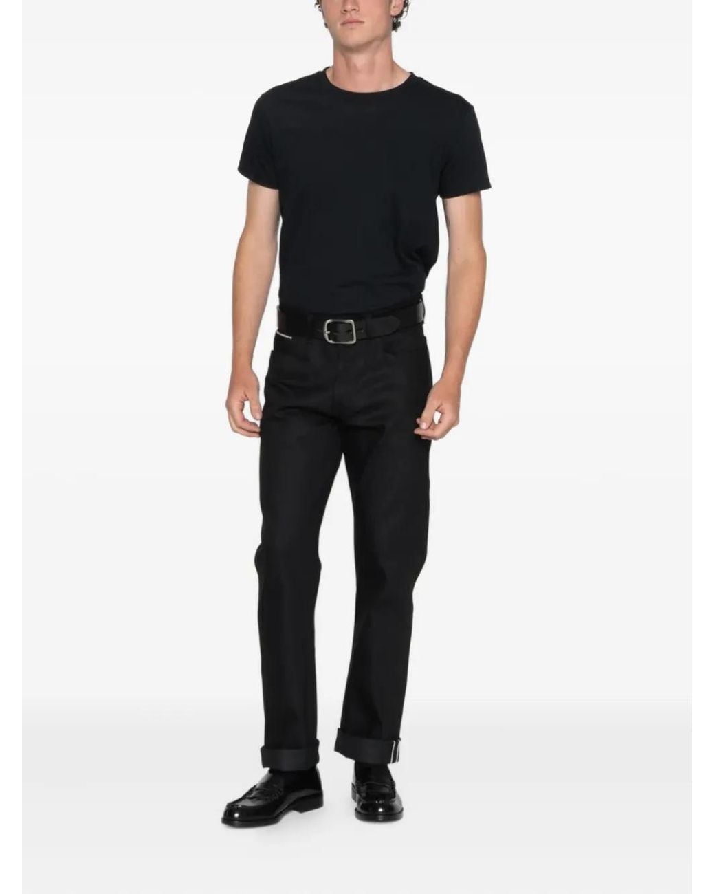 Naked & Famous True Guy Cuffed Jeans in Black for Men | Lyst