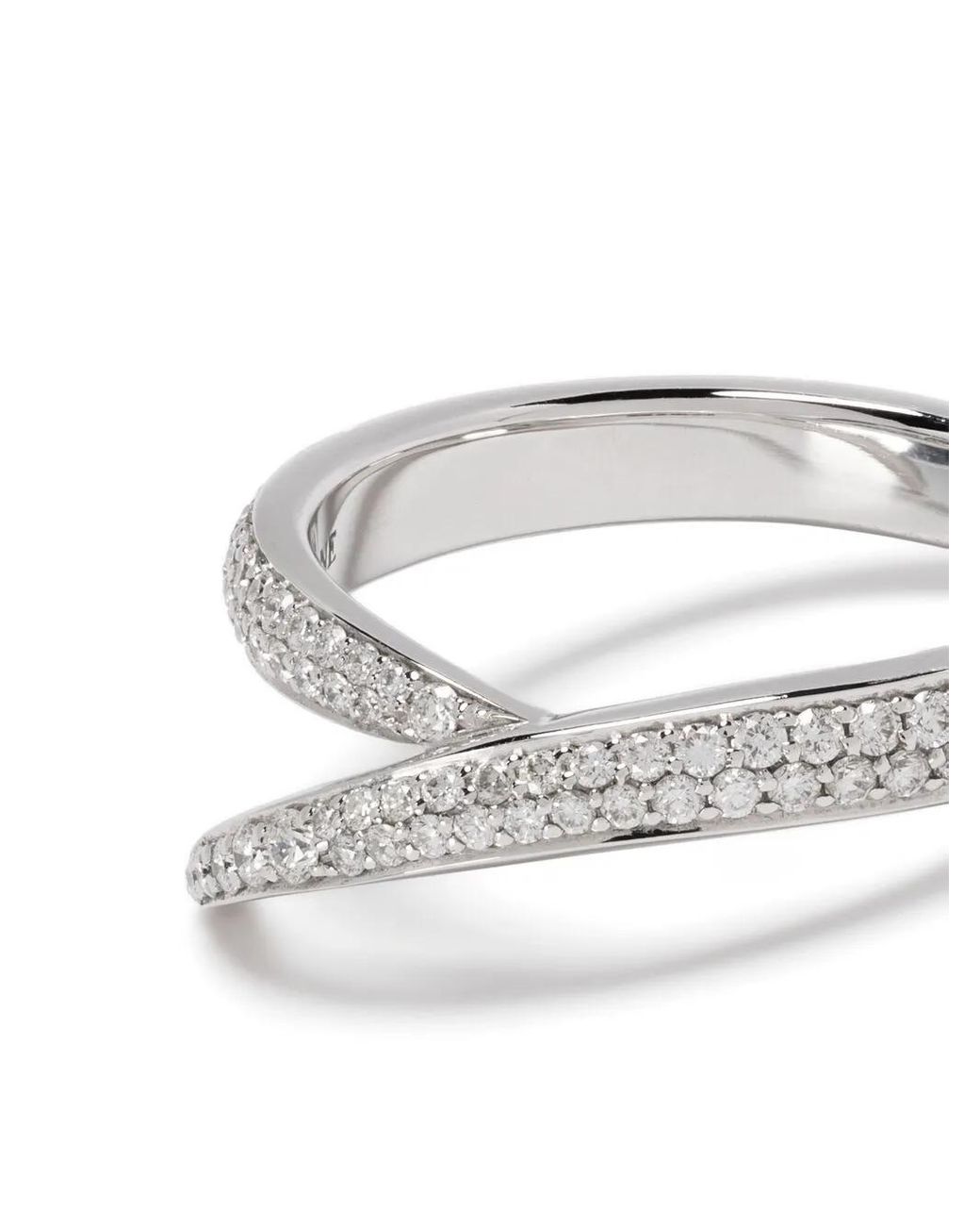 Shaun Leane 18Kt Diamond Single Interlock Ring in White | Lyst