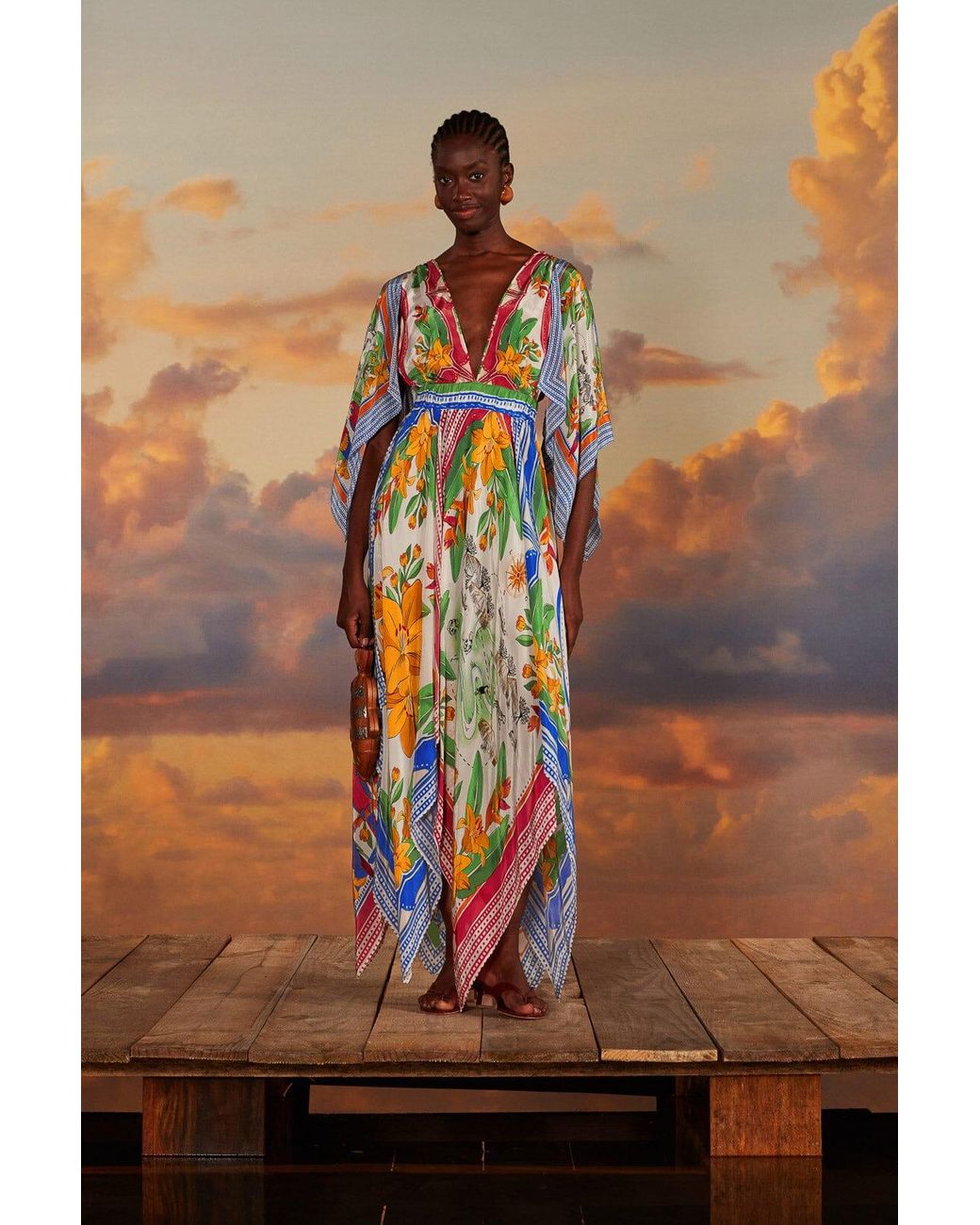 FARM Rio Off- Tropical Destination Kimono Sleeve Midi Dress, Tropical ...