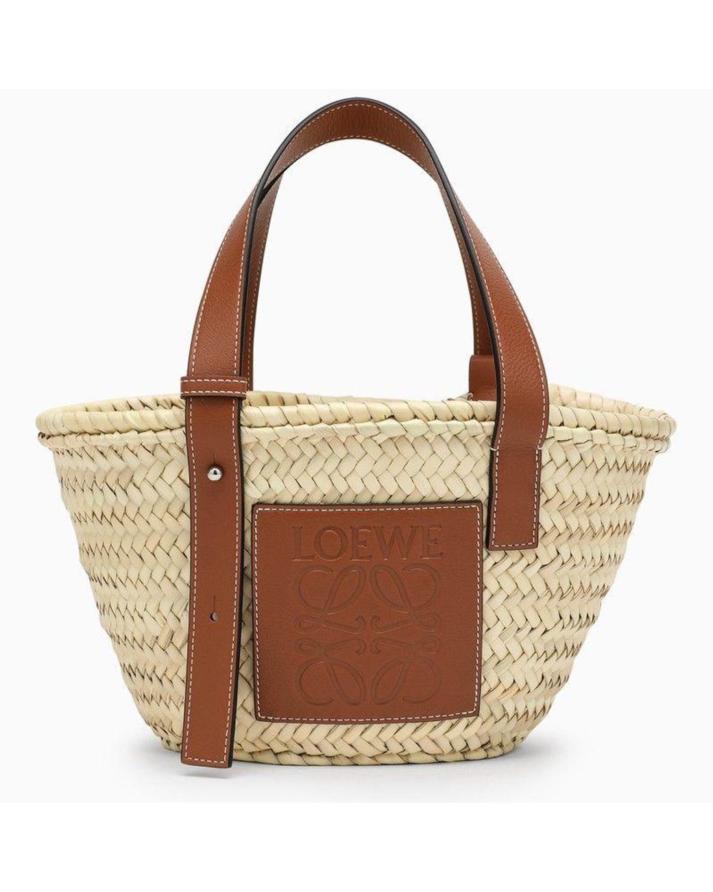 Loewe Natural Straw And Leather Bag in Brown | Lyst