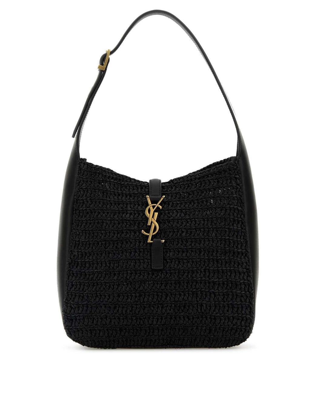 Saint Laurent Raffia Small Le 5 Ãƒâ 7 Shoulder Bag in Black | Lyst