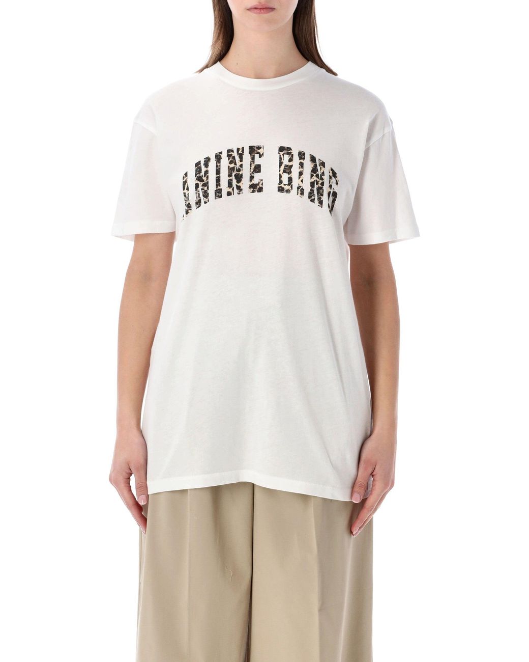 Anine Bing Logo Leo T-Shirt in White | Lyst UK
