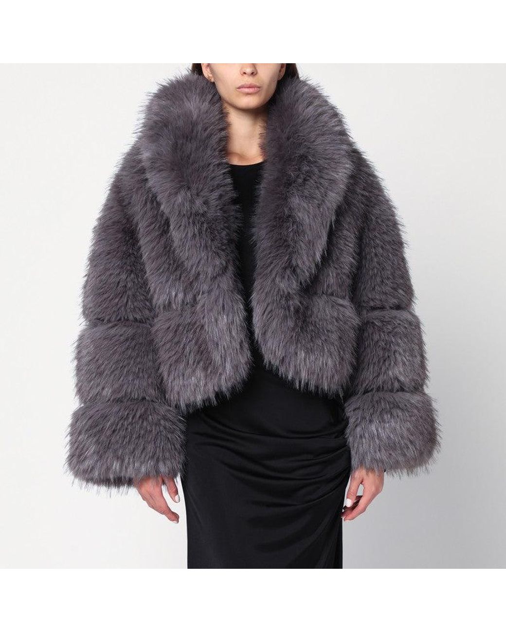 S.w.o.r.d 6.6.44 Short Faux Fur Coat in Gray | Lyst