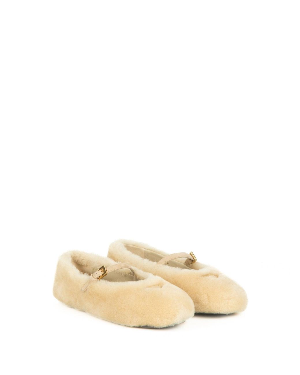 Prada Caramel Sheepskin Ballerinas in Natural | Lyst UK
