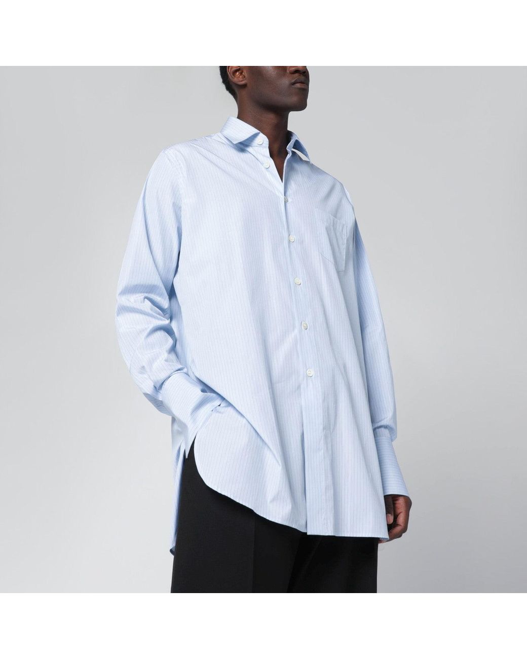 NAMACHEKO Light Blue Striped Cotton Shirt for Men | Lyst