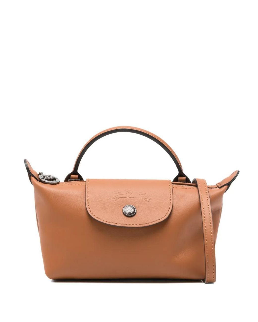 Longchamp Le Pliage Xtra Xs Embossed-Logo Mini Bag in Brown | Lyst UK
