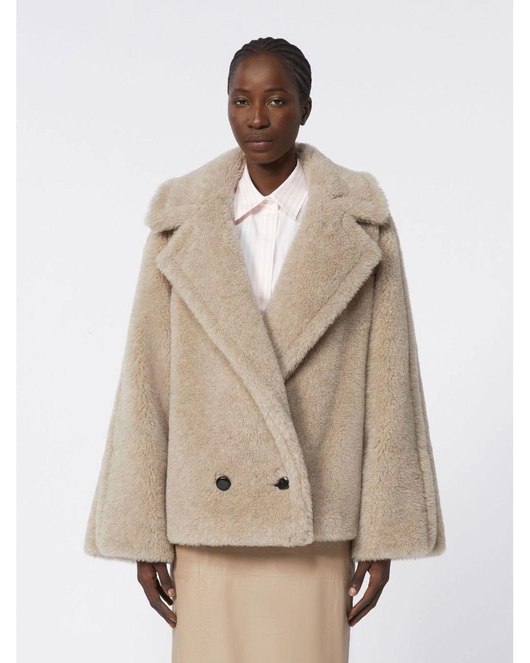 Max Mara Mxmcambusa Short Coat Arena in Natural | Lyst