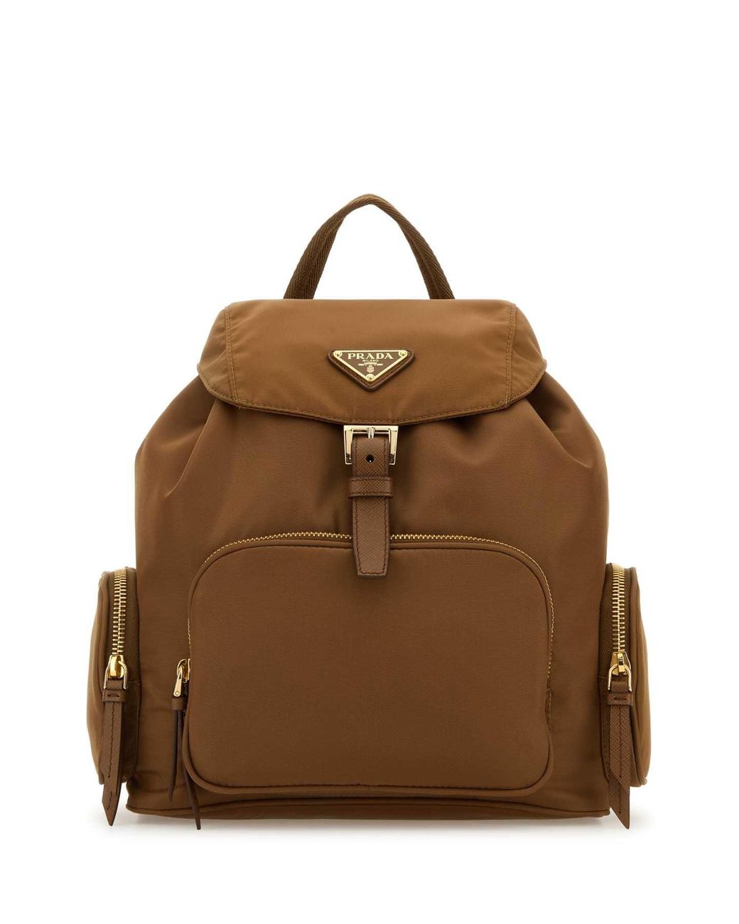 Prada Caramel Canvas Backpack in Brown | Lyst UK