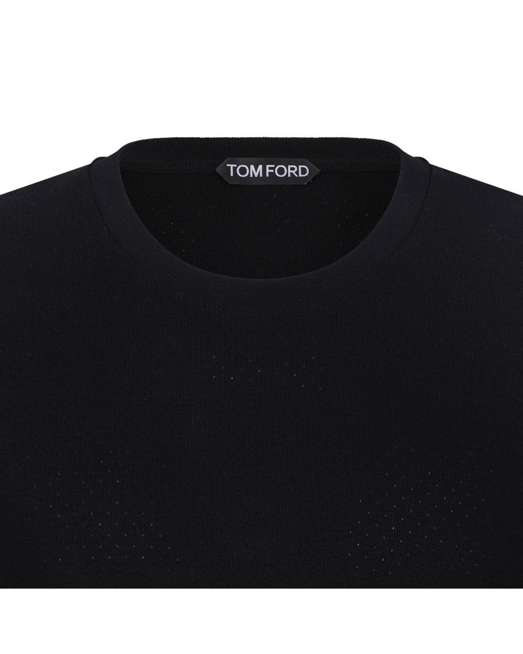 Tom Ford Perforated Cotton T-Shirt in Black for Men | Lyst UK