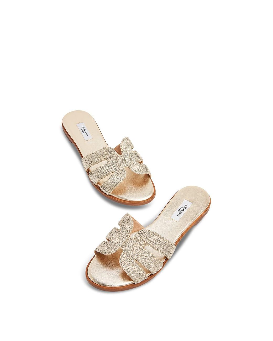 LK Bennett Metallic Riley Flat Sandals in Natural | Lyst UK