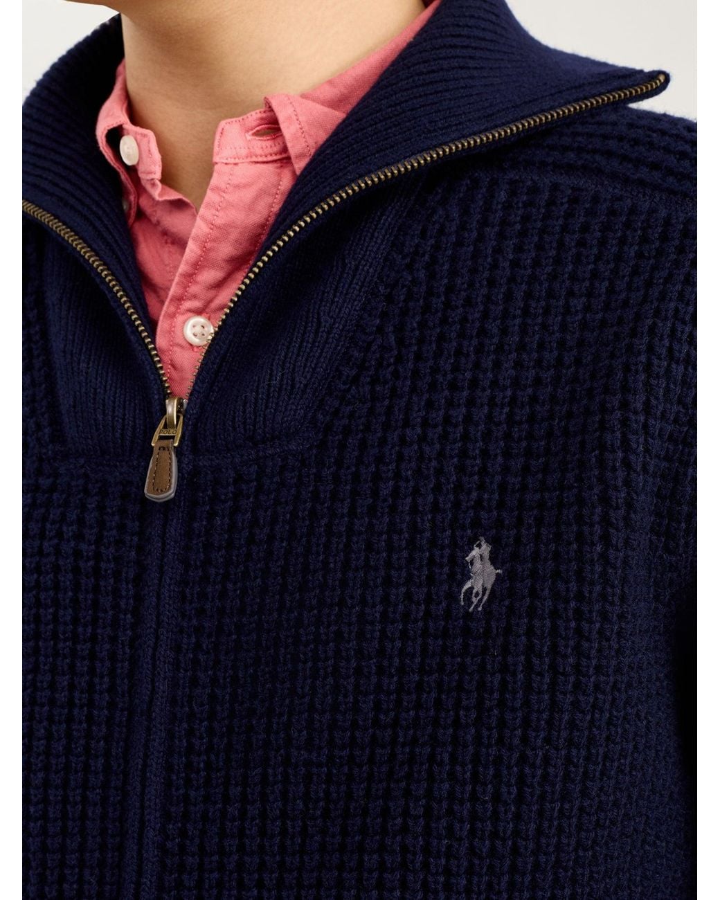 Polo Ralph Lauren Cotton Wool Full Zip Knit in Blue for Men | Lyst UK