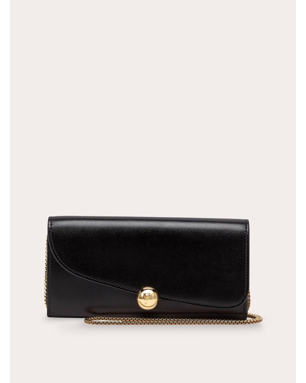Ferragamo Asymmetrical Flap Wallet in Black | Lyst