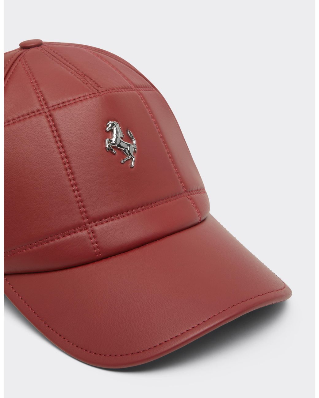 Ferrari Nappa Leather Baseball Cap With Prancing Horse in Red | Lyst UK