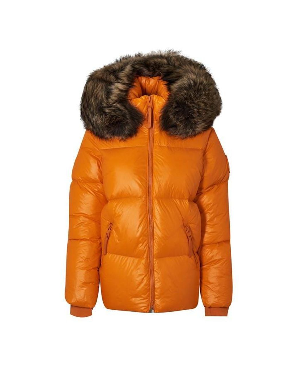 ARCTIC ARMY Fur Puffer Jacket in Orange | Lyst UK